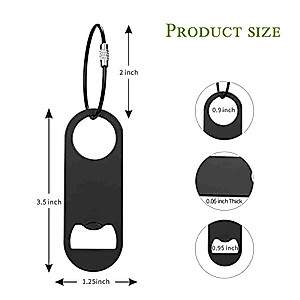 5 PACK Stainless Steel Flat Bottle Opener with Keychain- Bar Key-Beer Bottle Opener for Kitchen, Bar or Restaurant（Black）