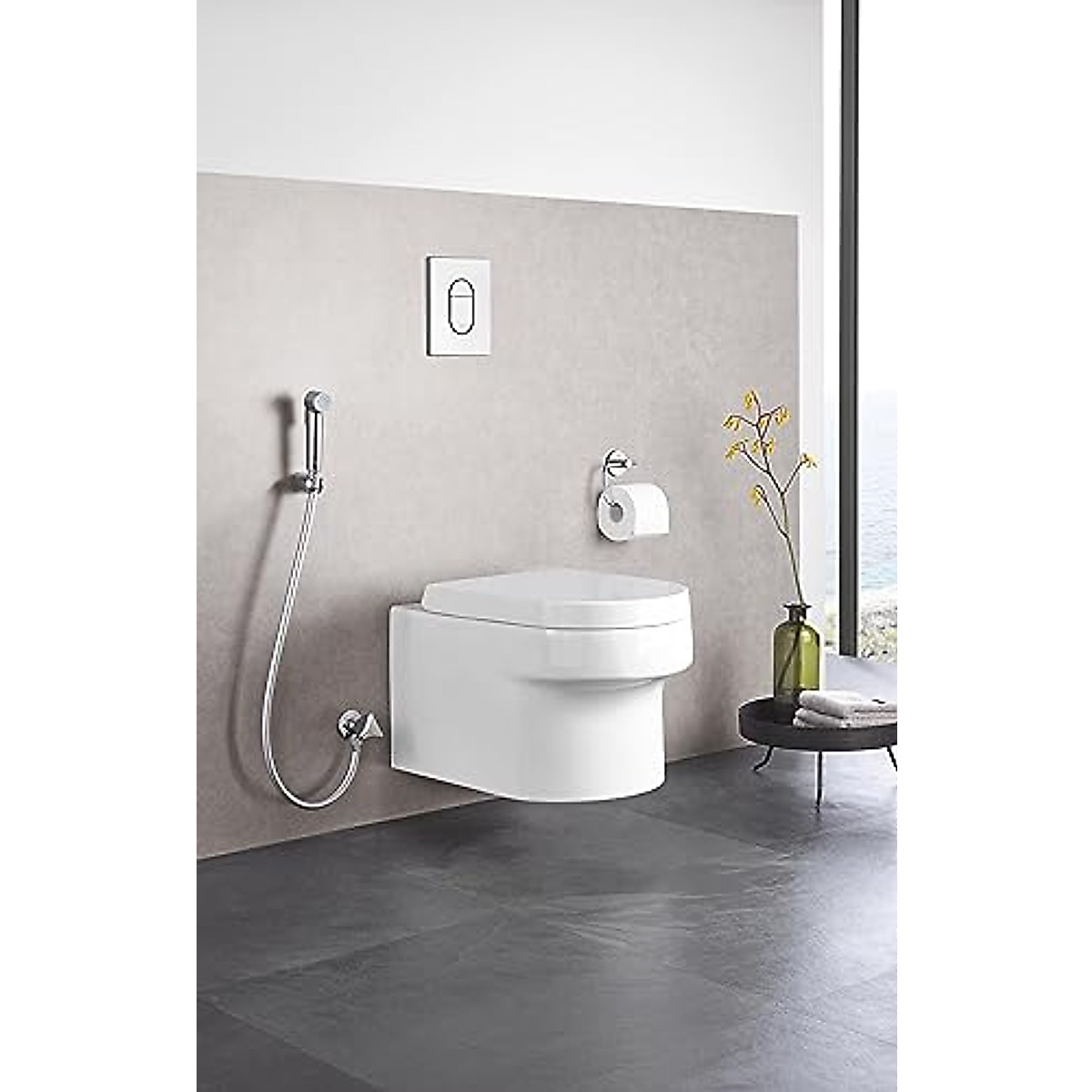GROHE Vitalio Trigger Spray 30 - Wall Holder Set with Trigger Control Hand Shower (Hand Shower 36mm, TwistFree Shower Hose 1.25m, Wall Shower Holder 40mm), High Pressure Min. 1.0 Bar, Chrome, 26175001
