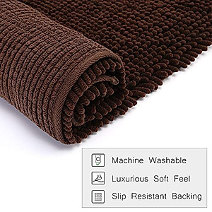 Brown Bathroom Doormat Rugs 20 x 31 Inches Mats Doormat for Entry Home Pet Cat Bed Door Rug Shaggy Chenille Pet Area Rugs Petbed Ultra Soft Water Absorbent Machine Washable Dry (20 x 31 Inches, Brown)