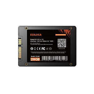 Ediloca ES106 256GB SSD SATA III 2.5" 3D TLC NAND Flash Internal Hard Drive, Up to 550MB/s Read, Upgrade PC or Laptop Memory and Storage(Black)