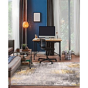 Rugshop Dublin Contemporary Abstract Stain Resistant Soft Area Rug 7'10" x 10' Yellow