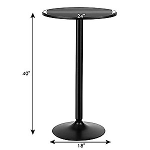 Giantex Pub Bar Table 24-Inch Round Top 40-Inch Height Modern Style Standing Circular Cocktail Table Suitable for Living Room,Restaurant Bistro Table (1)