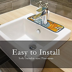 Kitchen Faucet Mat Splash Guard 2 Pieces Bright Pumpkins and Sunflowers Absorbent Faucet Sink for Bathroom Counter,Faucet Counter Water Stains Preventer Drip Catcher