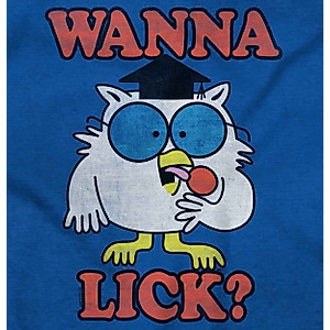 Wanna Lick Funny Mr. Owl Tootsie Pop Graphic T Shirt Men or Women Heather Sapphire