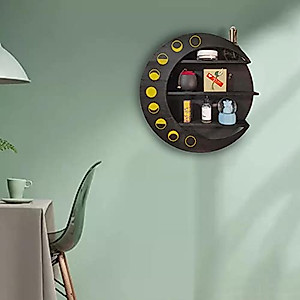 ＫＬＫＣＭＳ Moon Hanging Shelf Wall Mounted Storage Floating Shelves for Bedroom Plants , Black