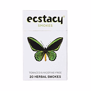Ecstacy Herbal Cigarettes | Nicotine Free Cigarettes | 1 Pack(20single) of Tobacco Free Smokes (White)