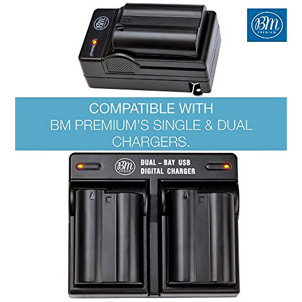 BM Premium 2 Pack of EN-EL15B Batteries for Nikon Z6, Z7, D780, D850, D7500, 1 V1, D500, D600, D610, D750, D800, D800E, D810, D810A, D7000, D7100, D7200 Digital Cameras