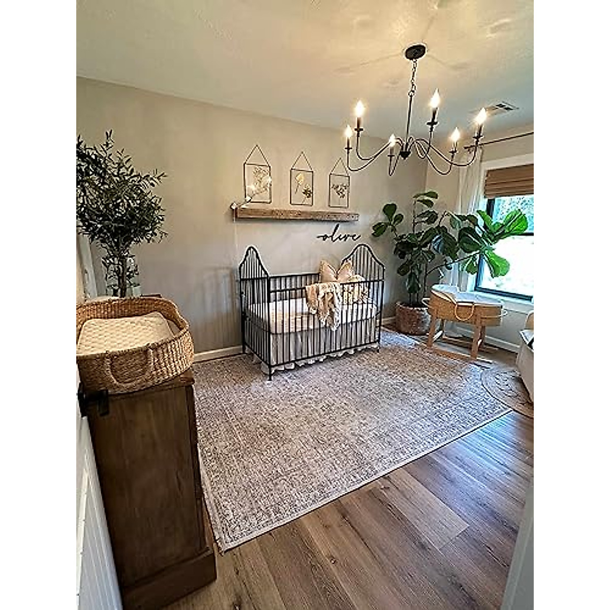 Hauteloom Holi Collection Antebi - Machine Washable Oriental Persian Living Room Kitchen Bedroom Dining Room Area Rug - Neutral Vintage Distressed Boho Style - Beige, Brown, Cream - 7'10"x10'3"