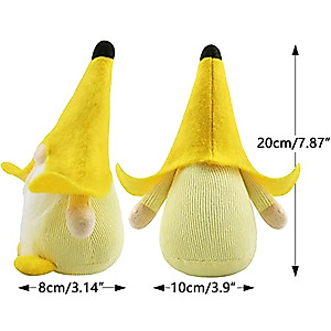 Godeufe Set of 2 Summer Gnomes Plush Banana Spring Decorations Gift Fresh Fruit Handmade Elf Dwarf Figurines for Home Farmhouse Tiered Tray Holiday Festival Party Scandinavian Tomte (Banana)