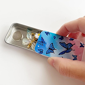 ZDDPDJ Butterfly Needle Case Magnetic Sewing Storage Tin Box and Butterfly Needle Minder for Embroidery Cross Stitch Needlepoint Art Accessories (Blue)