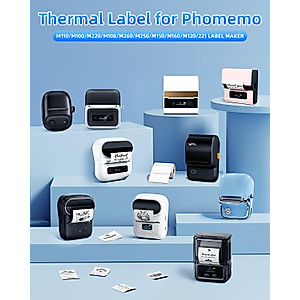 Multi-Purpose Square Self-Adhesive Label for Phomemo M110/M221/M220/M120/M200 Label Printer,1.97"x3.15"(50x80mm),100 Labels/Roll, Black on White