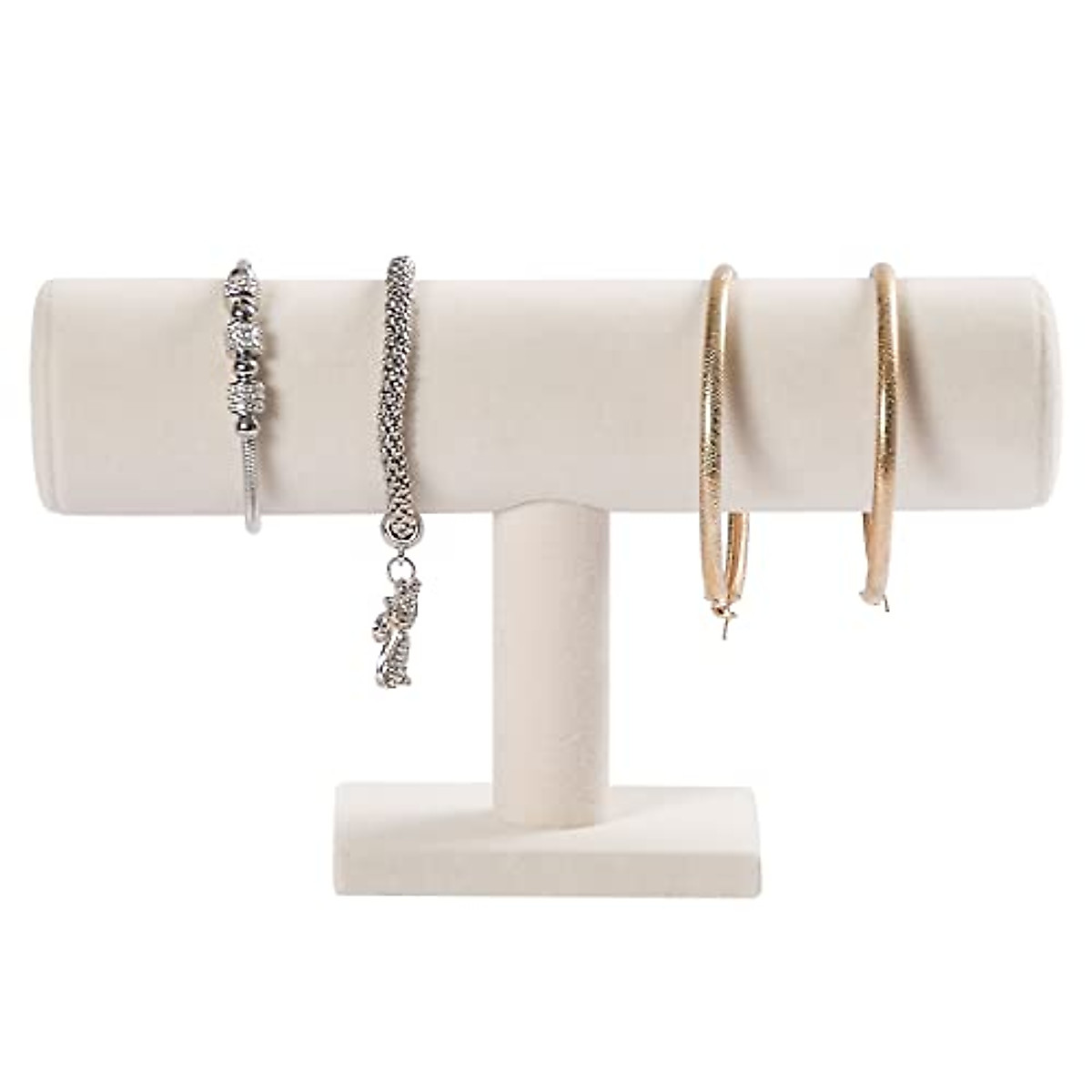 Pangkeep Bracelet Holder,Bracelet Organizer Display Stand,Beige Velvet T-bar Jewelry Display Stand for Selling.
