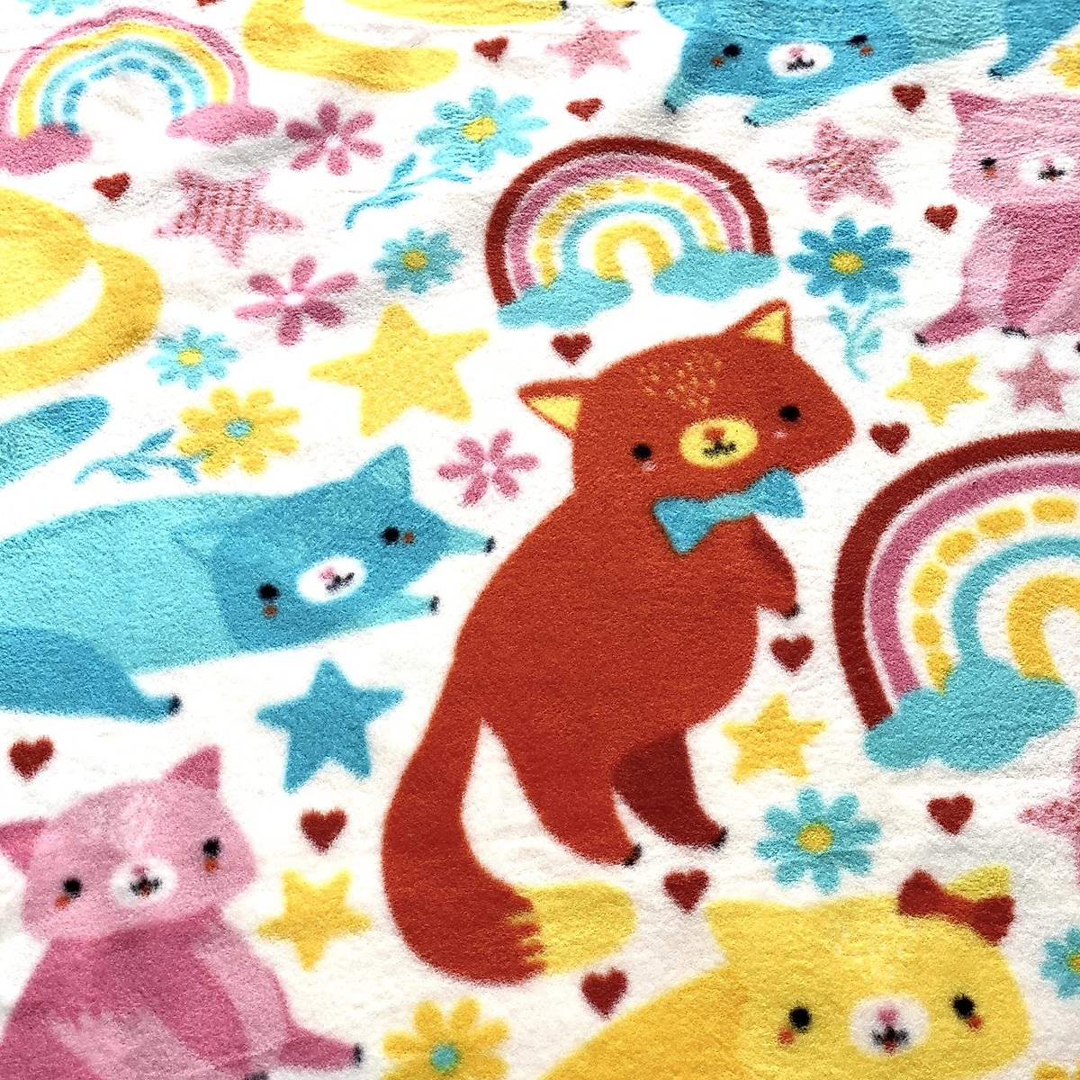 Cats & Rainbows Anti-Pill Premium No-Sew Throw Fleece Fabric Kit (50x60)