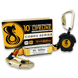 KwikSafety - Charlotte, NC - COBRA WEB 10' Self Retracting Lifeline [NO TANGLE + EXTERNAL SHOCK ABSORBER] Class A SRL ANSI OSHA Retractable Fall Arrest Construction Roofing PPE Gear