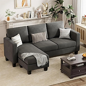 FANCUF Sofa with Linen Fabric Sectional Sofa Couch Movable Small Couch for Small Apartments Living Room Home, As show