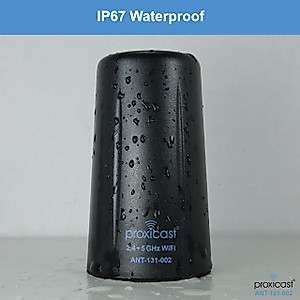 Proxicast Indoor/Outdoor Omnidirectional WiFi Antenna - Tri-Band 2.4/5.8/6 GHz - 3-5 dBi Gain - Vandal Resistant Low Profile Fixed Through-Hole Mount - 10 ft Coax Lead w/RP-SMA (ANT-131-002)