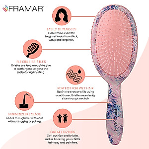 Framar Flowers Wet Detangler Brush – Brushes for Hair, Wet Dry Brush, Hair Detangler Brushes, Hairbrush for Women, Curly Hair Brush Detangler, Tangle Brush, Kids Brushes for Hair, Kids Hair Brush