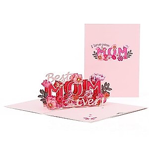 3D Pop Up Card for Mom 7.87''*5.9''Mothers Day Pop Up Card with Envelope and Blank Note Tag,Best Mom Ever,Pop Up Cards All Occasion for Birthday Mothers Day Thank You Cards,Anniversary,Get Well