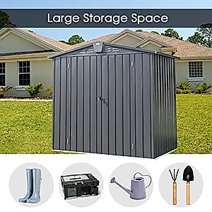 Domi Outdoor Storage Shed 6.5'x 4.2', Metal Garden Shed for Bike, Trash Can, Tools, Lawn Mowers, Pool Toys, Galvanized Steel Outdoor Storage Cabinet with Lockable Door for Backyard, Patio, Lawn