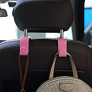 MDPLY Car Seat Headrest Hooks,Universal Auto Seat Hook Hanger Storage Organizer for Key Purse Bags Coats Umbrellas,2 Pack (Deep Pink)