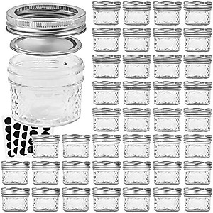 VERONES Mason Jars 4 OZ, Canning Jars With Regular Lids, Ideal for Jam, Honey, Wedding Favors, Shower Favors, DIY Spice Jars, 40 PACK