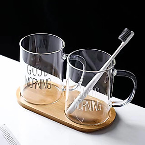 HOMEYES 460 ML 15.5 OZ Good Morning Clear Glass Cup For Coffee/Beer/Milk/Tea/Water