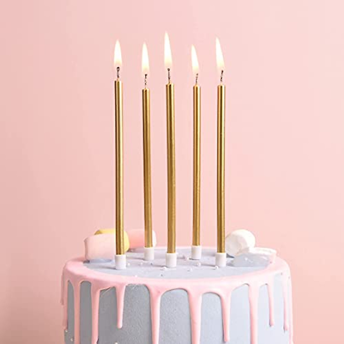 PHD CAKE 24-Count Gold Long Thin Metallic Birthday Candles, Cake Candles, Birthday Parties, Wedding Decorations, Party Candles