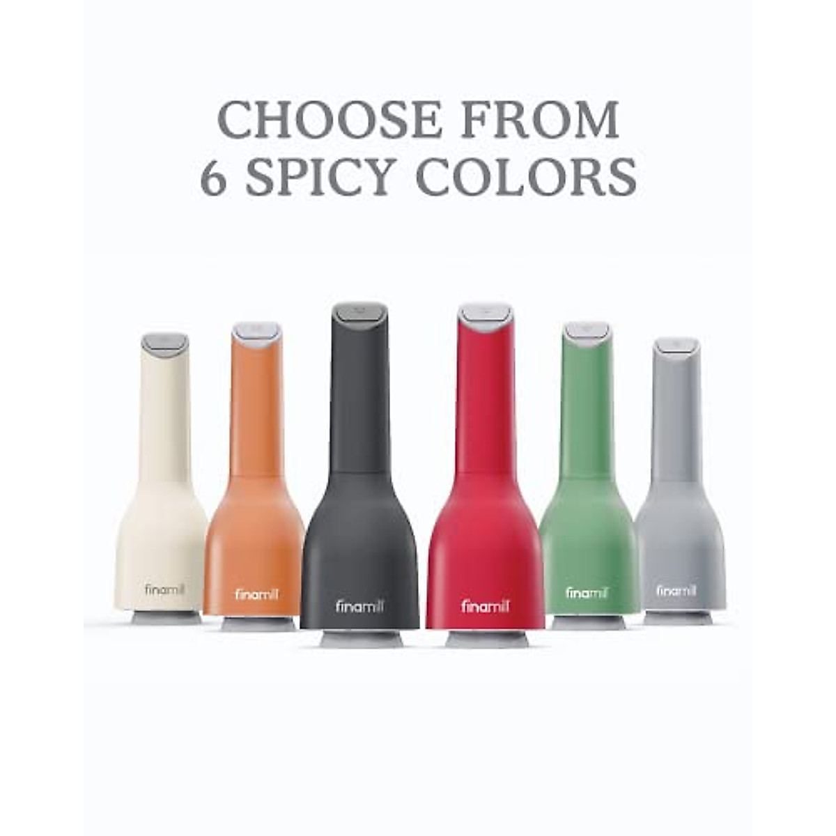 FinaMill – Award Winning Battery Operated Pepper Mill & Spice Grinder in One, Adjustable Coarseness, Ceramic Grinding Elements, One Touch Operation with LED Light, includes 2 Quick-Change ProPlus Pods