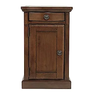 Signature Design by Ashley Laflorn Traditional Chair Side End Table with 2 USB Ports & Outlets, Medium Brown