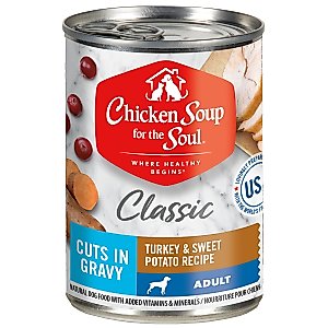 Chicken Soup For The Soul Classic Wet Adult Dog Food, Turkey & Sweet Potato Cuts in Gravy, 13 Ounce Can (Pack of 12) | Soy, Corn & Wheat Free, Canned Dog Food Made with Real Ingredients