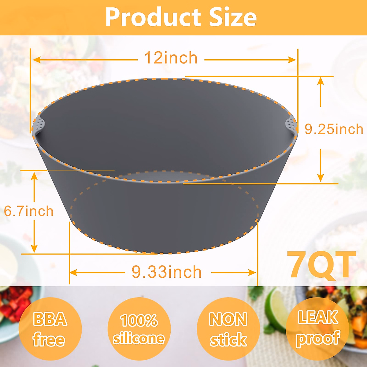 Silicone Slow Cooker Divider fit for Crockpot Leakproof Anti-Slip Reusable Insert Cooking Liner for 7-8QT Oval Slow Cookers Kitchen Accessories BPA Free Dishwasher Safe 1 Pack