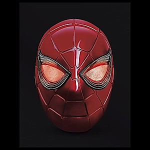 Spider-Man Marvel Legends Series Iron Spider Electronic Helmet with Glowing Eyes, 6 Light Settings and Adjustable Fit , Red