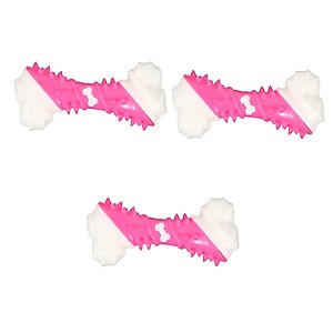 BESPORTBLE 3pcs Pet Teething Toys Dog Play Toy Bone Toy Puppy Teething Bones Dog Dental Toy Dog Cat Biting Toy Dog Molar Toy Pet Biting Toy Pet for Puppies The Chew Pink