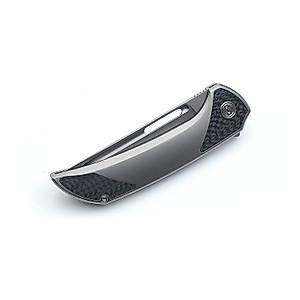Miguron Knives M Eriko Flipper Folding Knife 3.5" M390 Blade Titanium Handle Carbon Fiber Inlay Pocket Knife MGR-610BK