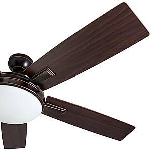 Prominence Home Emporia, 52 Inch Contemporary Indoor LED Ceiling Fan with Light, Remote Control, Dual Mounting Options, Dual Finish Blades, Reversible Motor - 51022-01 (Espresso)