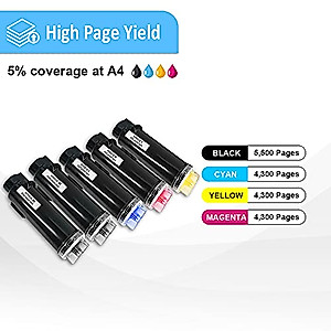 LAIPENG 5 Packs Compatible Toner Cartridges 6510 6515 for Xerox Phaser 6510 6510n 6510dn 6510dni 6510dnm WorkCentre 6515 6515n 6515dn 6515dni 6515dnm High Yield 5500 BK & 4300 Pages CMY