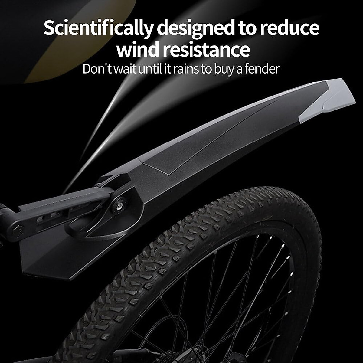 Houkiper Bike Fender Set, Universal Bicycle Mudguard Set Mountain Bike Front and Rear Mud Guard, Bike Mudguard Bicycle Fender Fit for 22 to 29 inches, Black, 19GDUSFBA3105639LIN