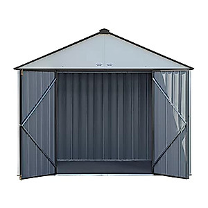 Arrow 10' x 8' EZEE Shed Cream with Charcoal Trim Extra High Gable Steel Storage Shed