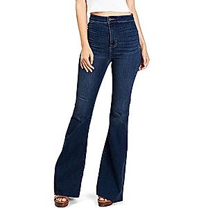 Cello Jeans Women's Juniors High Rise Stretchy Flared Jeans (3, Dark Denim)