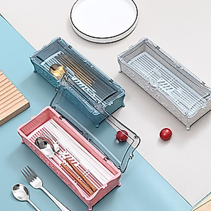 TOPBATHY Flatware Plastic Tray with Lid Kitchen Cutlery and Utensil Drawer Organizer Silverware Countertop Storage Container(Random Color)