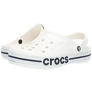 Crocs Unisex-Adult Bayaband Clogs, White/Navy, 8 Men/10 Women
