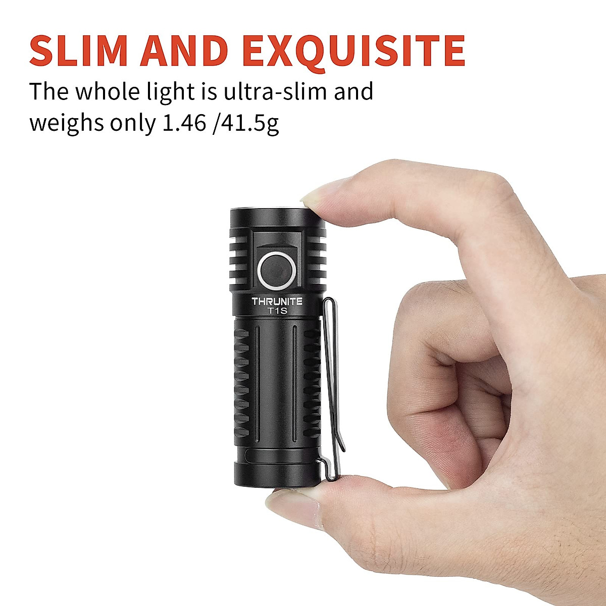 ThruNite T1S Magnetic Tailcap Mini Flashlights, USB C Rechargeable Flashlight with SST40 LED, 1212 Lumen, 184 Meters Long Throw EDC Flashlight - Black CW