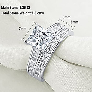 Newshe Jewellery Wedding Rings for Women AAAAACz 925 Sterling Silver Engagement Ring Sets Princess 4.1Ct Size 7