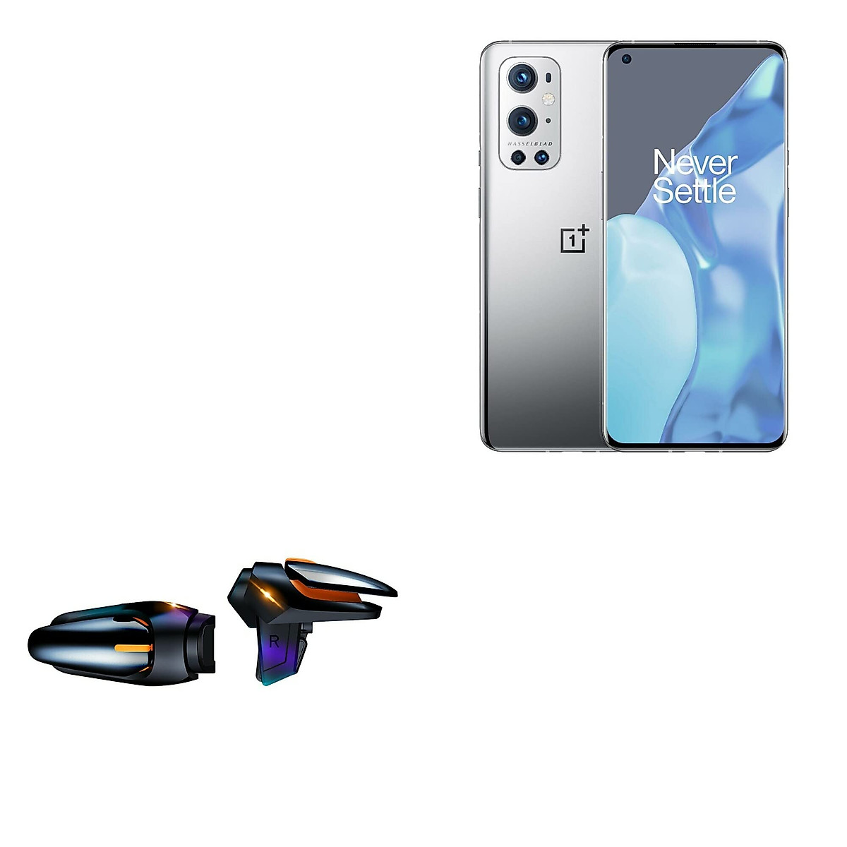 BoxWave Gaming Gear Compatible with OnePlus 9 Pro 5G - Touchscreen QuickTrigger Auto, Trigger Buttons Autofire Gaming Mobile FPS - Jet Black