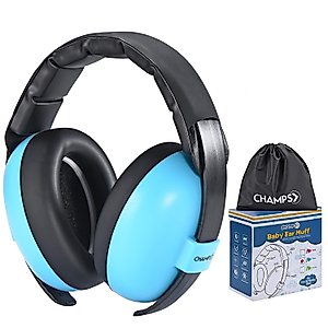 CHAMPS Baby Ear Muffs, Baby Earmuff Noise Protection Reduction Headphones for 0-3 Years Babies, Toddler, Infant, Safety Hearing Ear Muff Shooting Range Hunting Season [Blue]