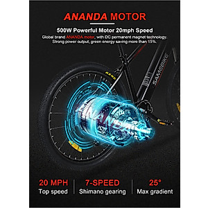 SAMEBIKE 27.5" Electric Bike for Adults 500W E bike Commuter Electric Mountain Bike 22-24MPH Electric Bicycle with 48V 13AH Removable Battery,Up to 60 Miles Password-settable display