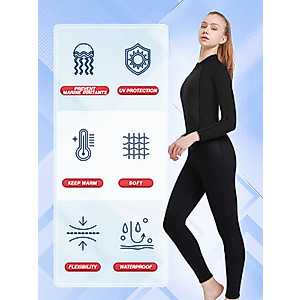 REALON Wetsuit Women Neoprene Wet Suits 3mm Full Body Long Sleeves Swimsuit for Scuba Diving Swimming Surfing Adult in Cold Water Aerobics (Black 3mm Large)