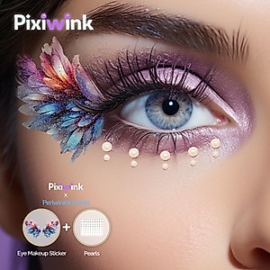 Pixiwink Butterfly Temporary Tattoos and Face Gems Stickers Kit for Women Glitter Butterfly Tattoo Temporary Hair Sticky Gems Stick on Fairy Accessories Adhesive Rhinestone Face Jewels for Makeup Rave