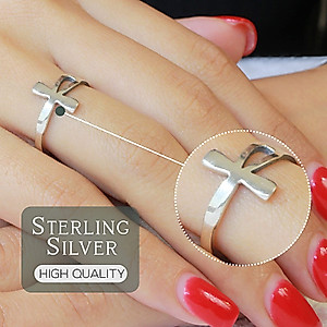 CloseoutWarehouse 925 Sterling Silver Protection from Harm Ankh Cross Ring Size 8