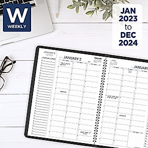 AT-A-GLANCE 2023 Weekly & Monthly Appointment Book, Quarter-Hourly, 8-1/4" x 11", Large, Triple View, Black (70950V05)